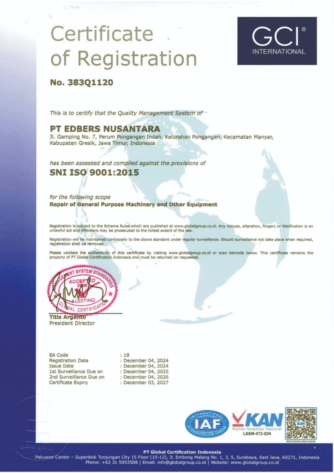 ISO 9001-2015 – Edbers Nusantara